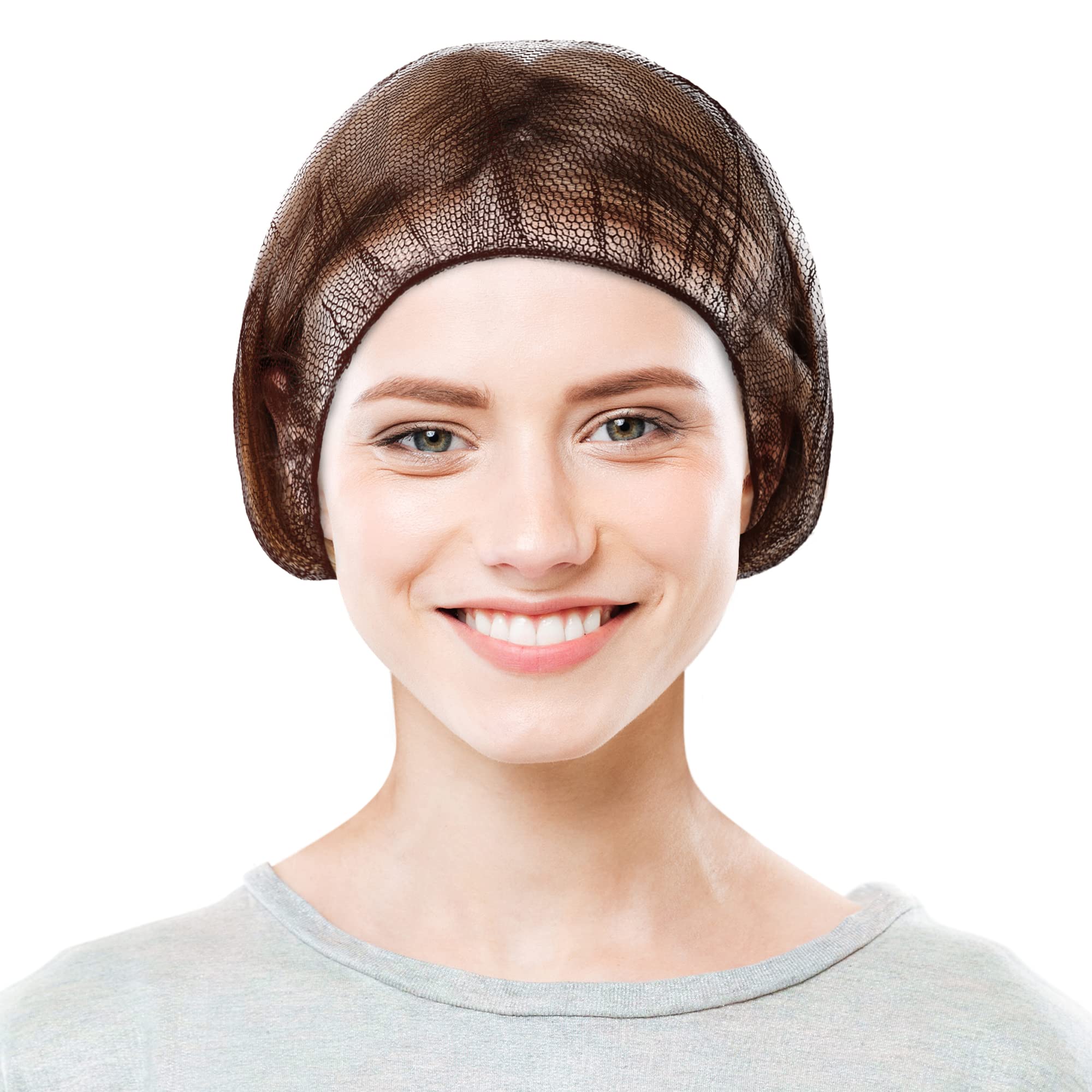 Brown Nylon Hair Nets 21" Disposable /w Elastic Edge Mesh