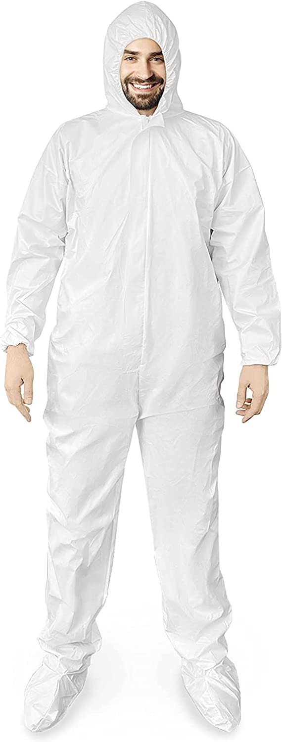 White SF Laminated PP Disposable Coveralls Large 60 gsm /w Microporous ...