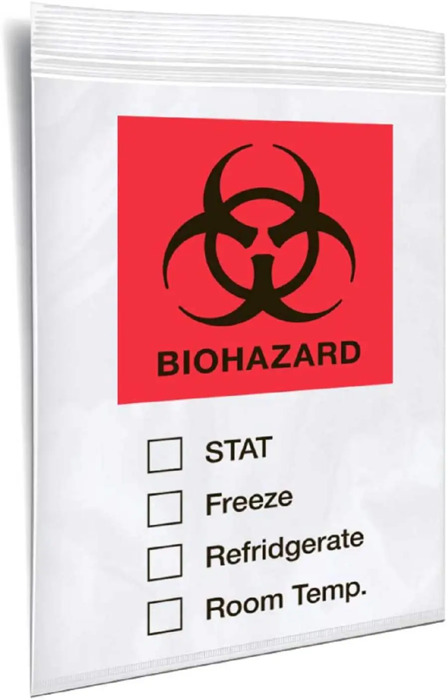 Red Black 3-Wall Zipper Biohazard Specimen Bags 6" x 9" /w Attached ...