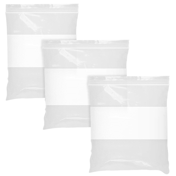 White Block Zipper Bags, Write-On Poly Bags | amzsupply.com